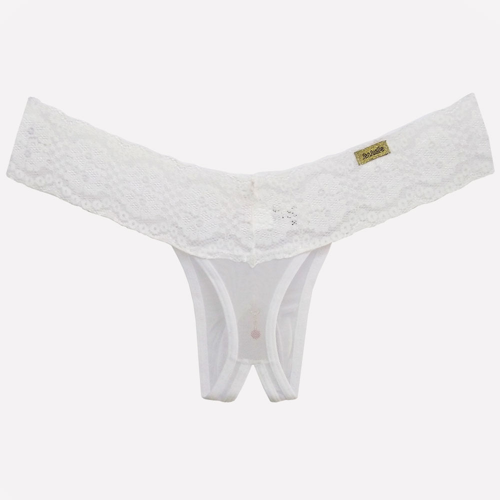 Calcinha Aberta Em Tule E Renda Sensuallelingerie