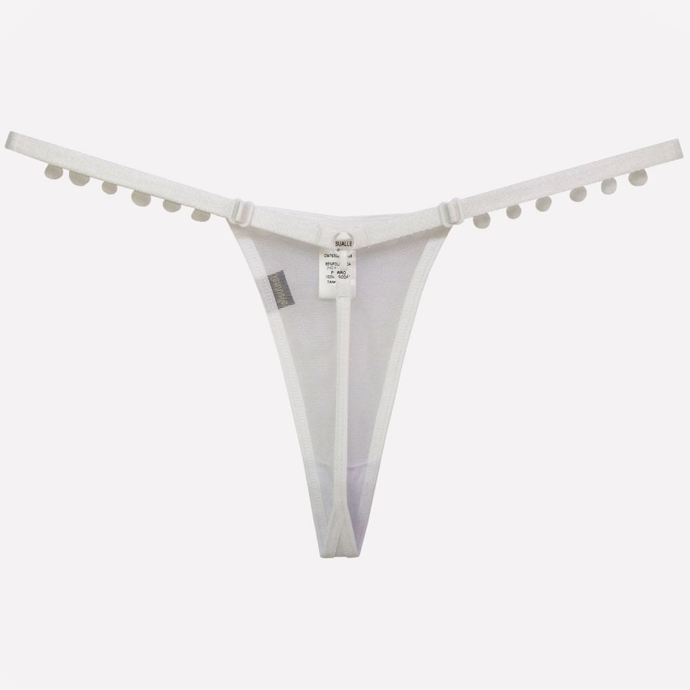Calcinha Só O Fio Em Tule Com Transparência Cintura Com Regulagem E