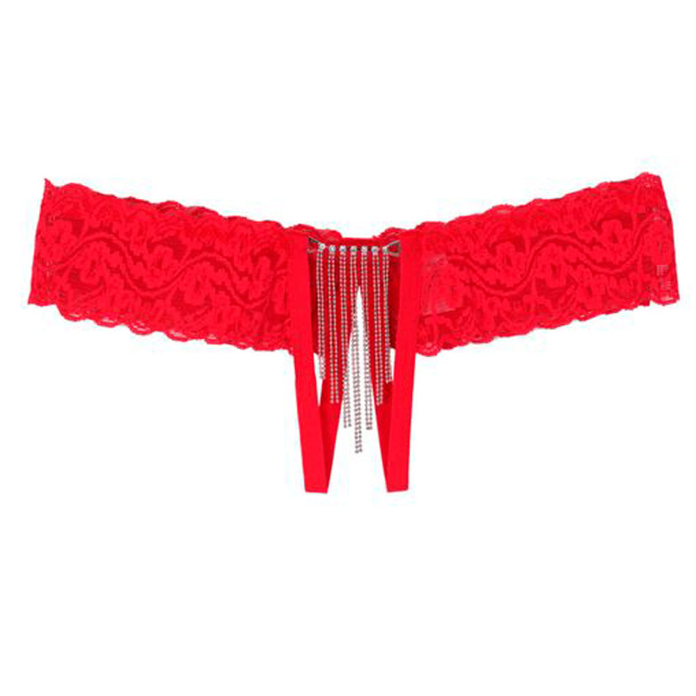 Calcinha Em Renda Com Biju Luxo Aberta Sensuallelingerie